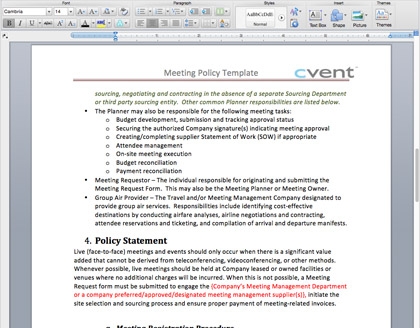 SMM Starter Kit: Meetings Policy Template | Cvent